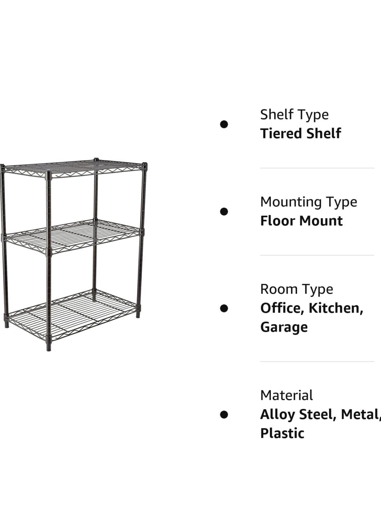 3-Shelf Adjustable, Heavy Duty Storage Shelving Unit (250 lbs loading ...